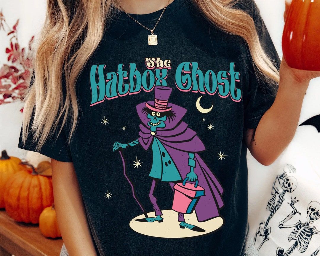 Retro 70s the Hatbox Ghost Shirt, Disney Halloween Haunted Mansion Tee, Mickey's Not so Scary ...