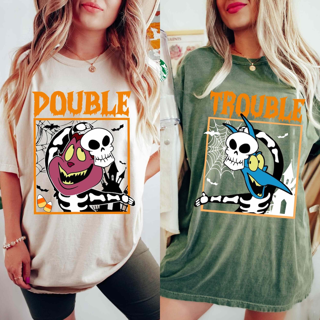 Pain and Panic Skeleton Double Trouble Halloween Comfort Colors Shirt ...