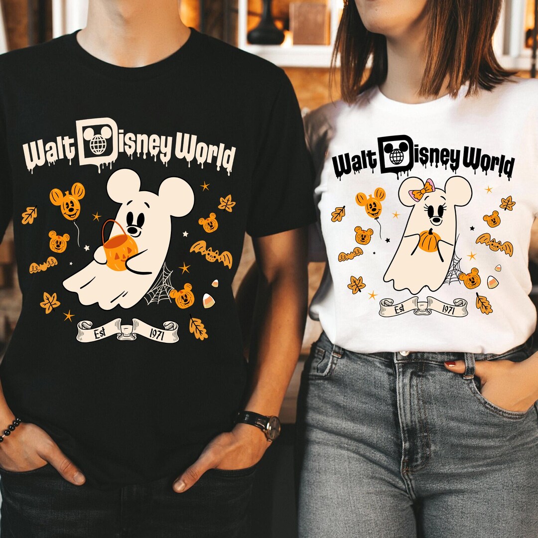 Cute Mickey and Minnie Ghost Pumpkin T-shirt, Walt Disney World 1971 ...