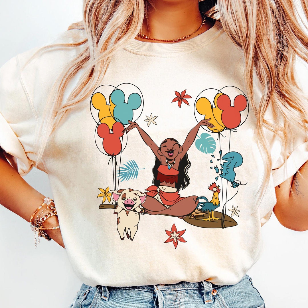 Retro Moana Pua and Hei Hei With Mickey Balloon Comfort Colors T-shirt ...
