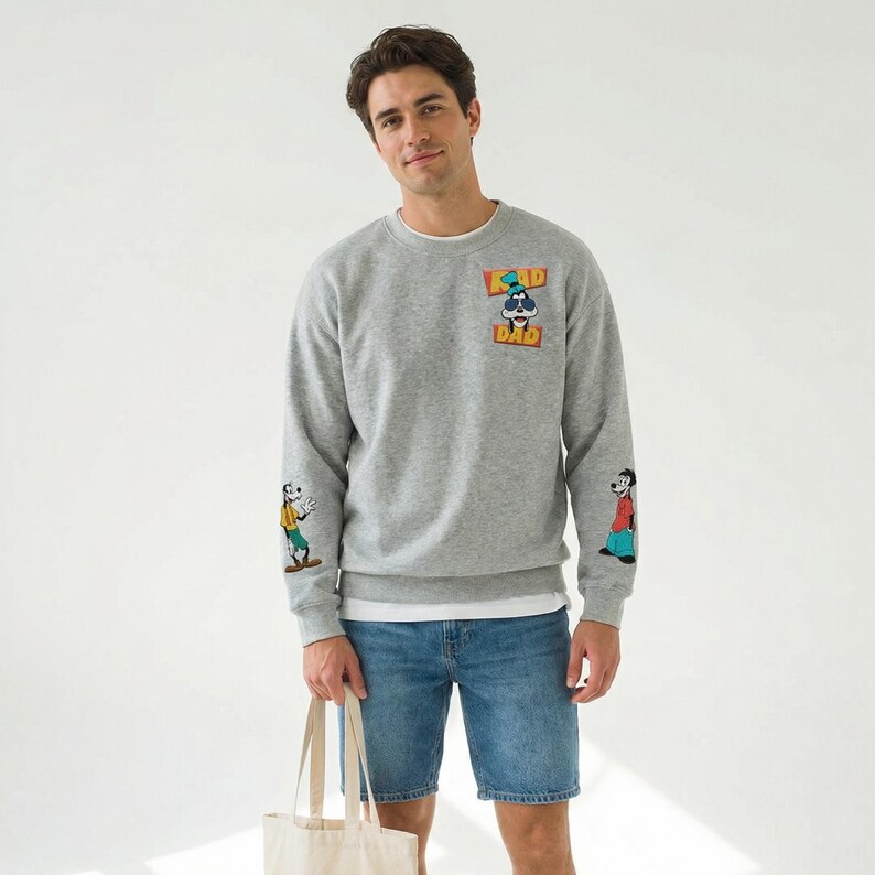 Embroidered Max and Goofy Rad Dad Sweatshirt, A Goody Movie Embroidery ...