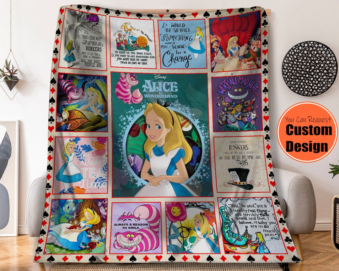 Alice in Wonderland Fleece Blanket, Cheshire Cat Cozy Talking Flowers ...