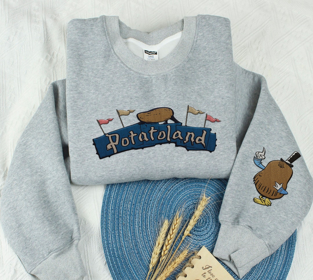 Embroidered Potatoland Sweatshirt, Funny Disney Embroidery Sweater ...