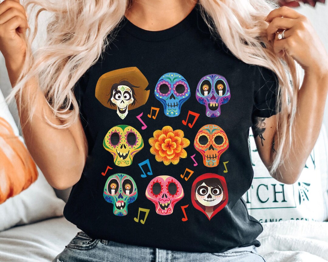 Coco Character Grid Sugar Skulls Comfort Colors T-shirt, Disney Coco ...