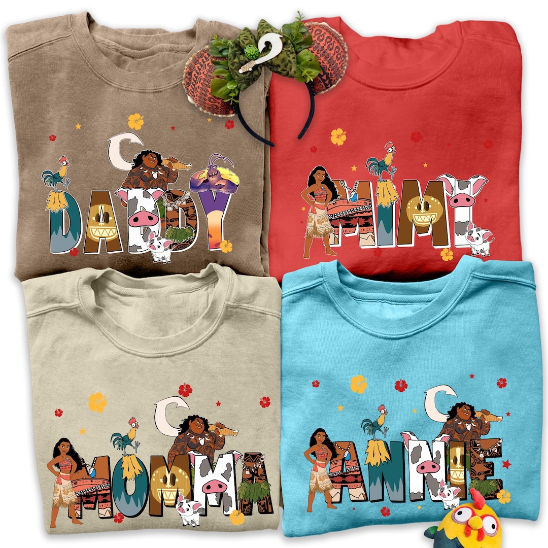 Custom Name Moana Characters Comfort Color Shirt, Maui Moana Hei Hei ...