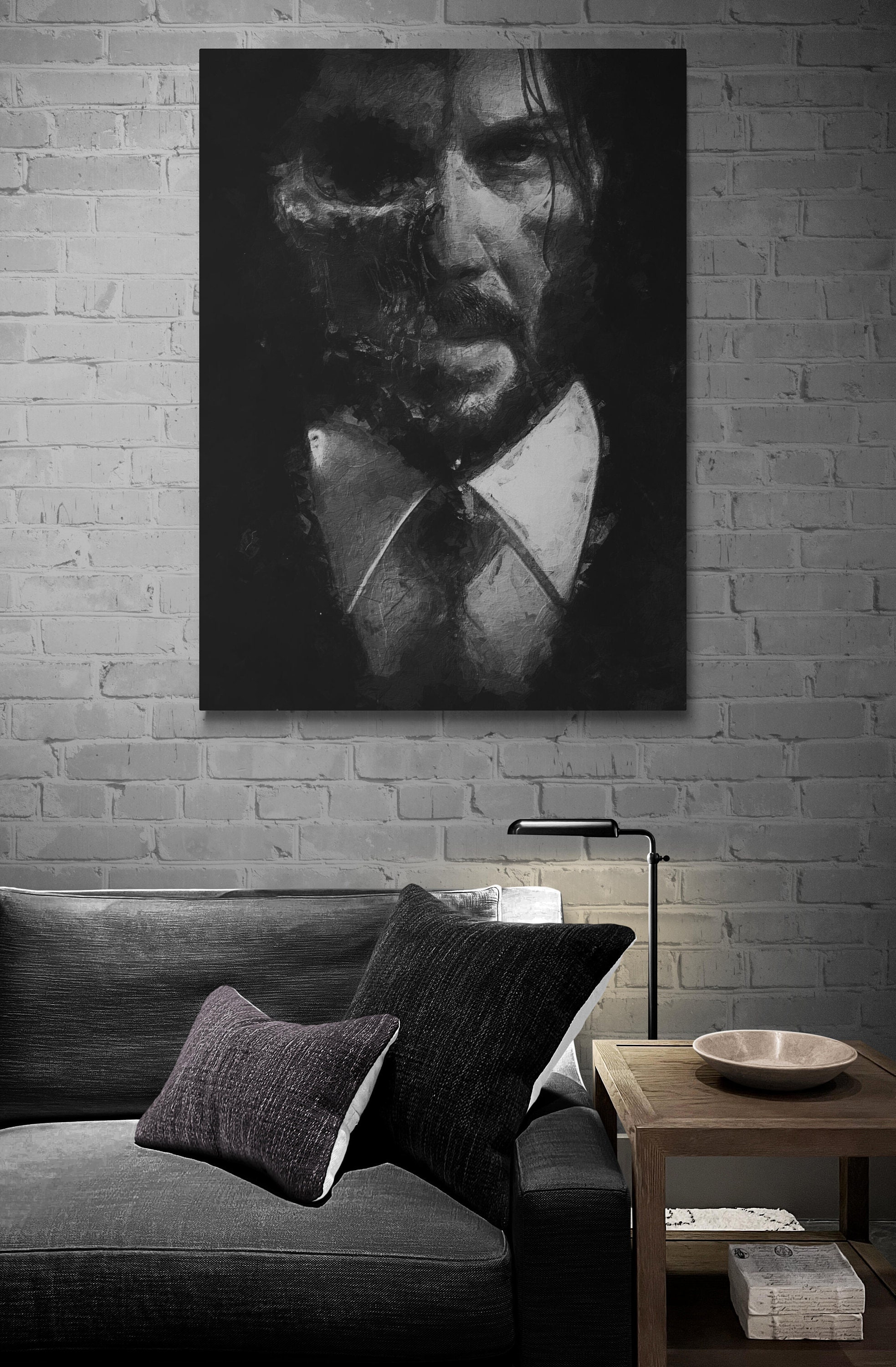 John Wick Movie Poster Painting on Canvas Print, Keanu Reeves Wall Art ...