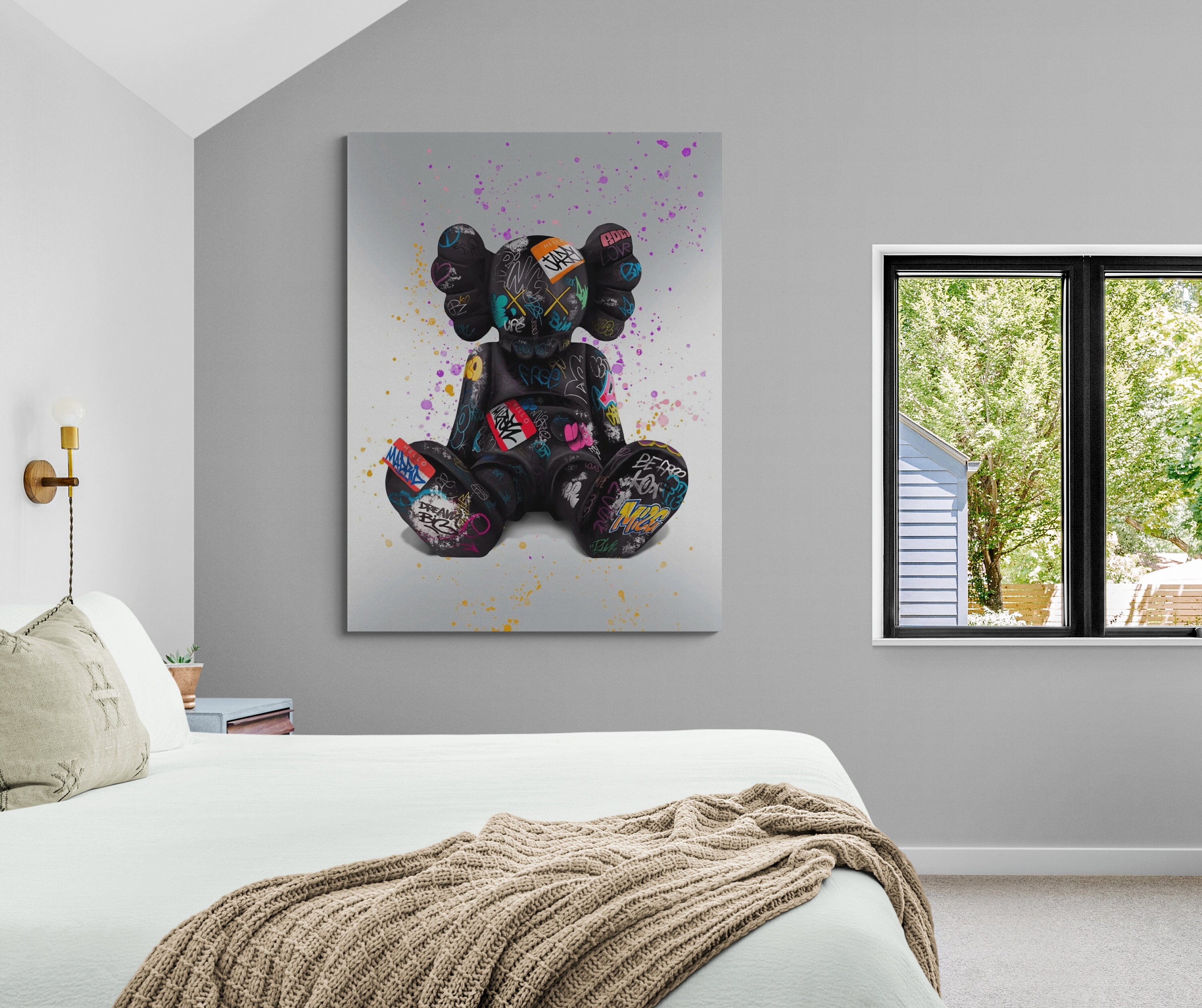 Custom Kaws Wall Art Home Decor Graffiti Print Gift Canvas ready to ...