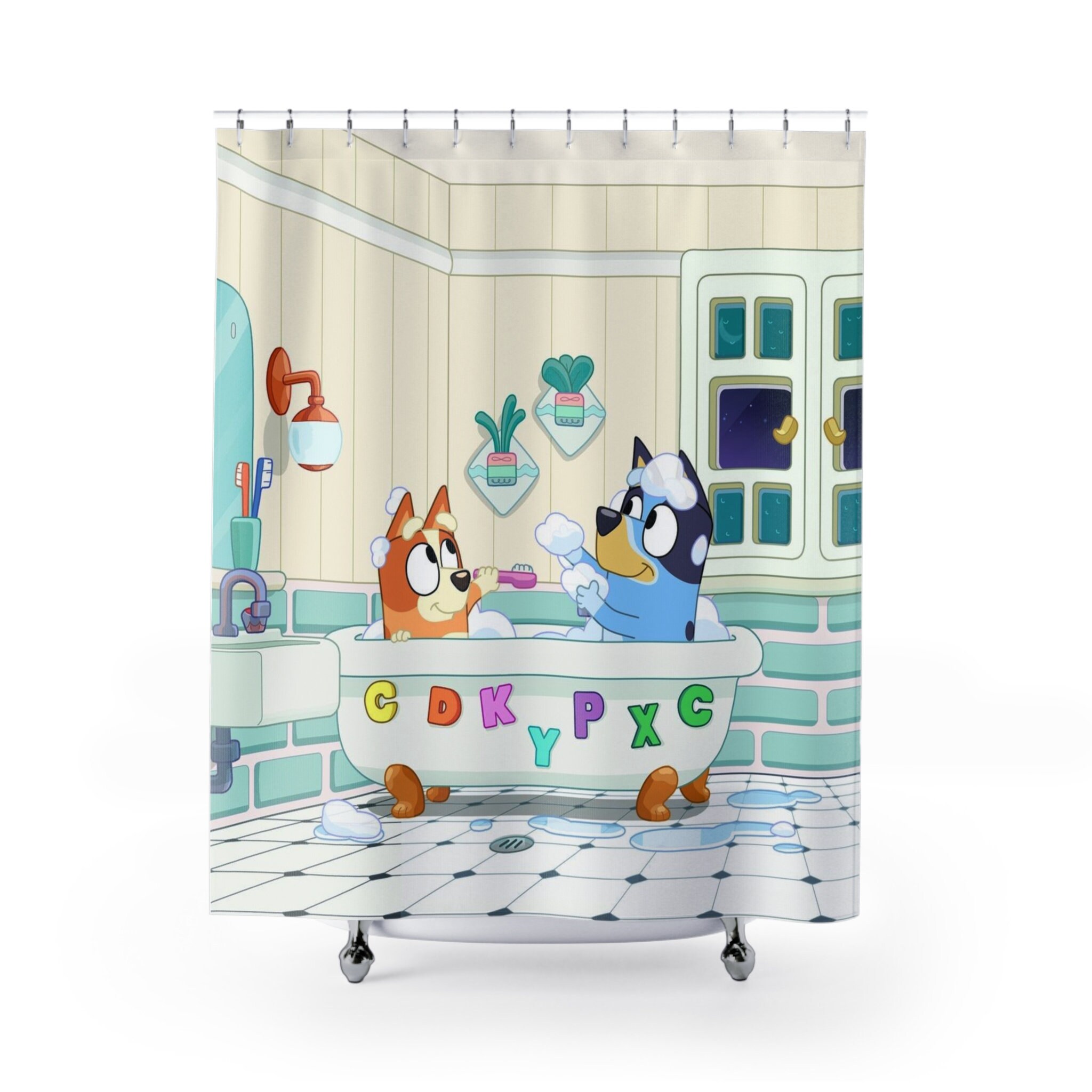 Bluey Shower Curtains, Children Bathroom Accessories, Bingo and Bluey ...