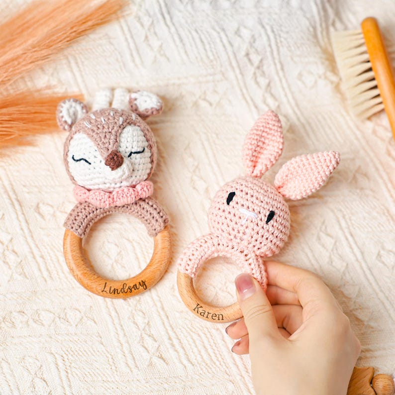 Personalized Baby Rattle, Wooden Engraved Toy, Engraved Rattle With ...