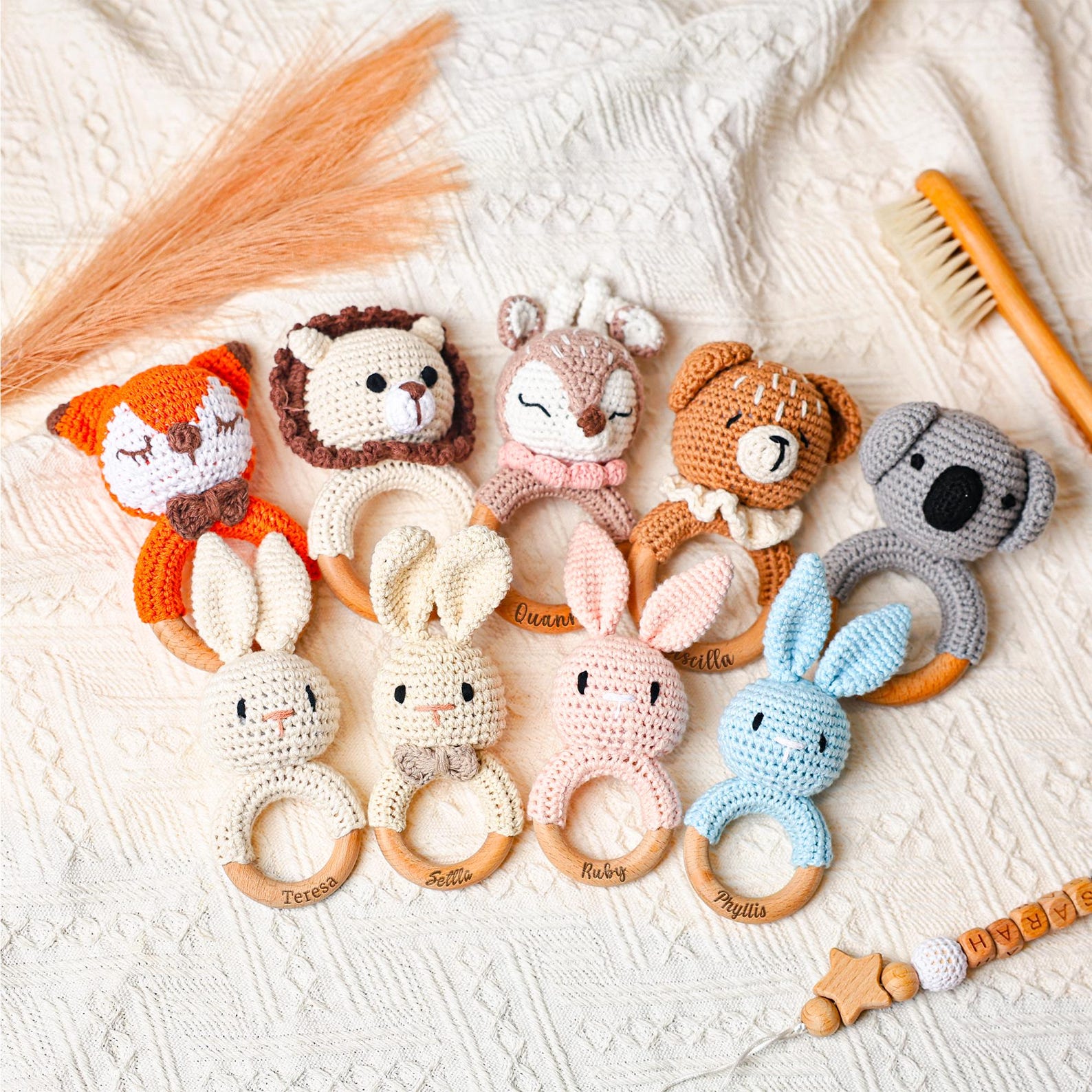 Personalized Baby Rattle, Wooden Engraved Toy, Engraved Rattle With ...