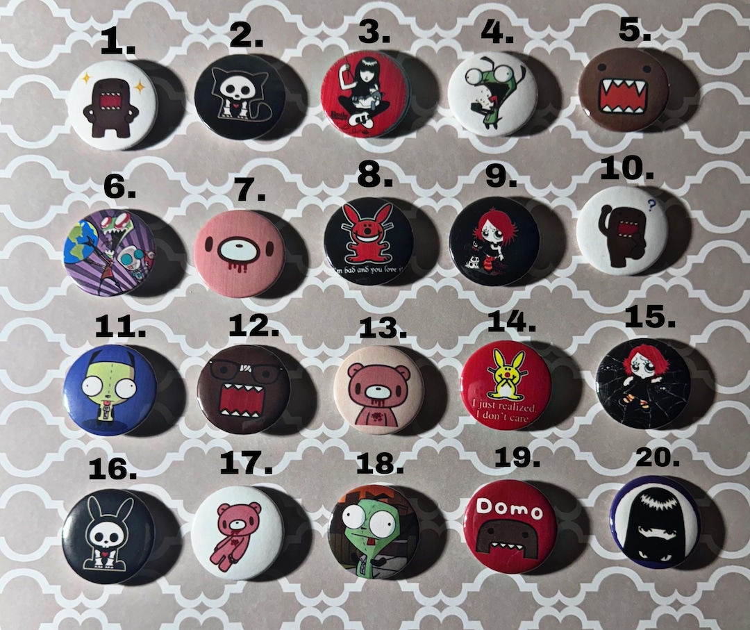 2000’s Emo Pins Characters Invader Zim Domo Gir Gloomy Bear (32mm) - Etsy