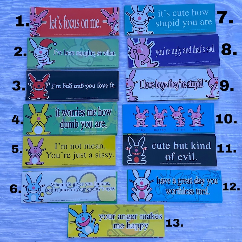 Happy Bunny Stickers - Etsy
