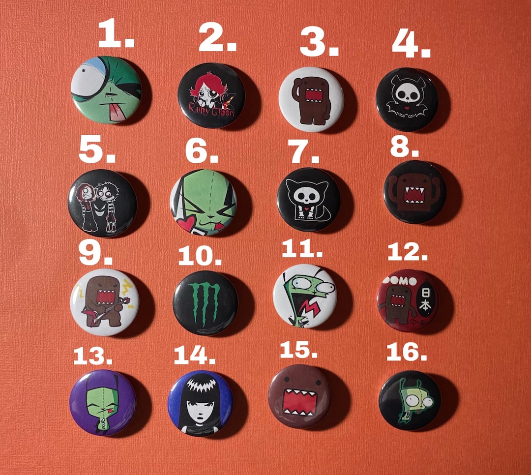 2000’s Emo Pins Characters Invader Zim Domo Gir (32mm) - Etsy