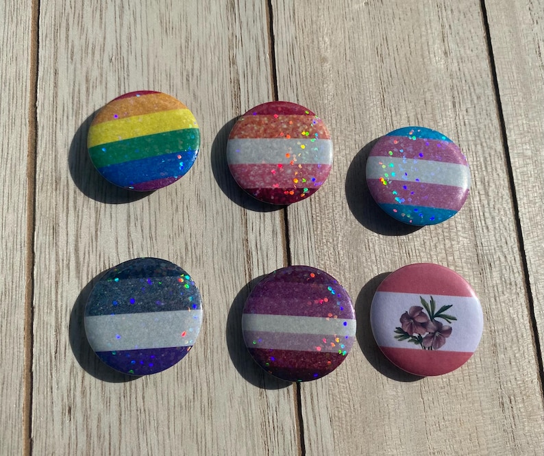 Pride Flag Pin-buttons (32mm) Glitter - Etsy