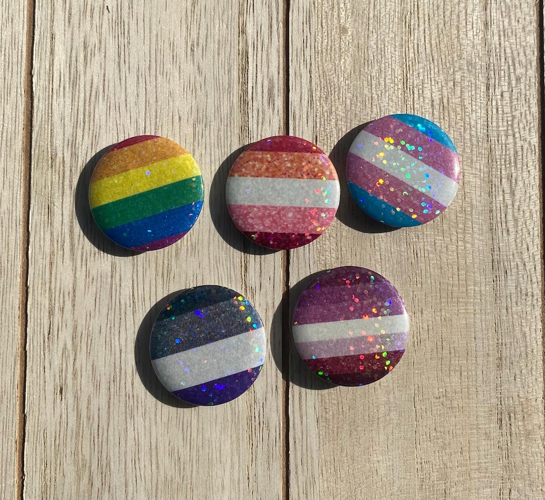 Pride Flag Pin-buttons (32mm) Glitter - Etsy