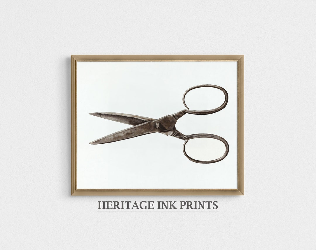 Vintage Sewing Scissors Art Print | Farmhouse Wall Decor (digital ...