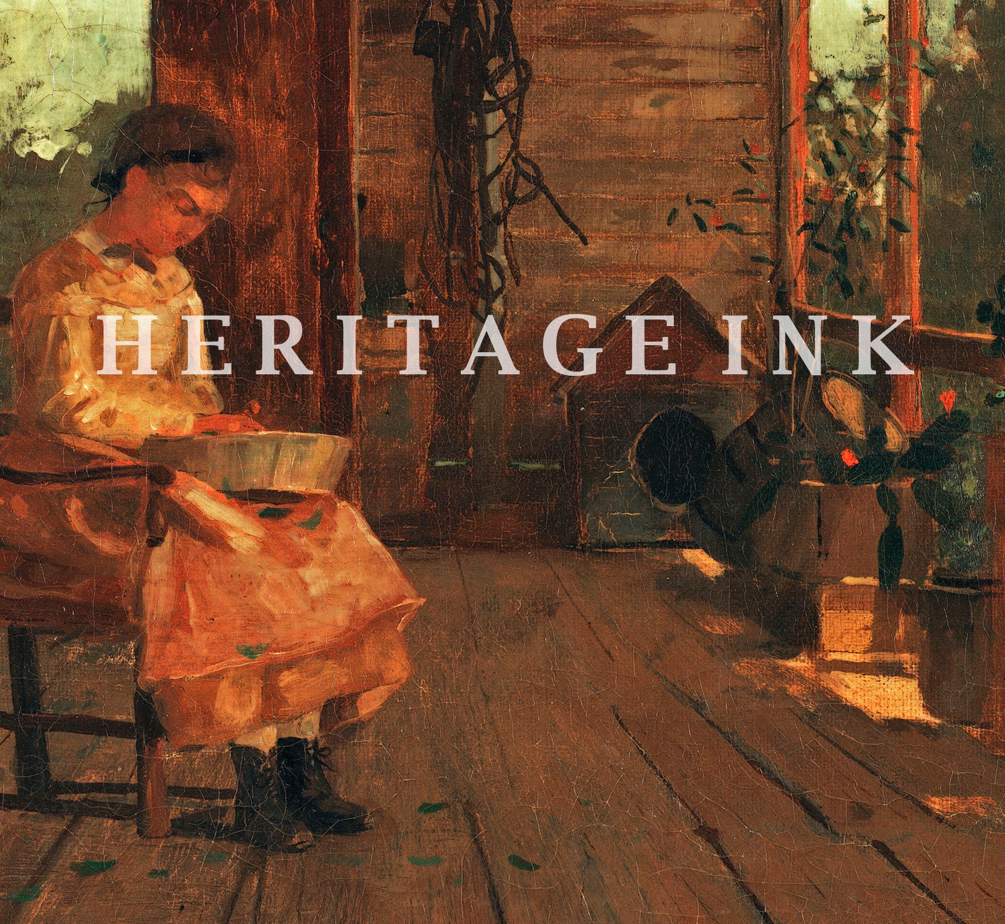 Victorian Girl Shelling Peas Painting | Antique Farmhouse Portrait ...