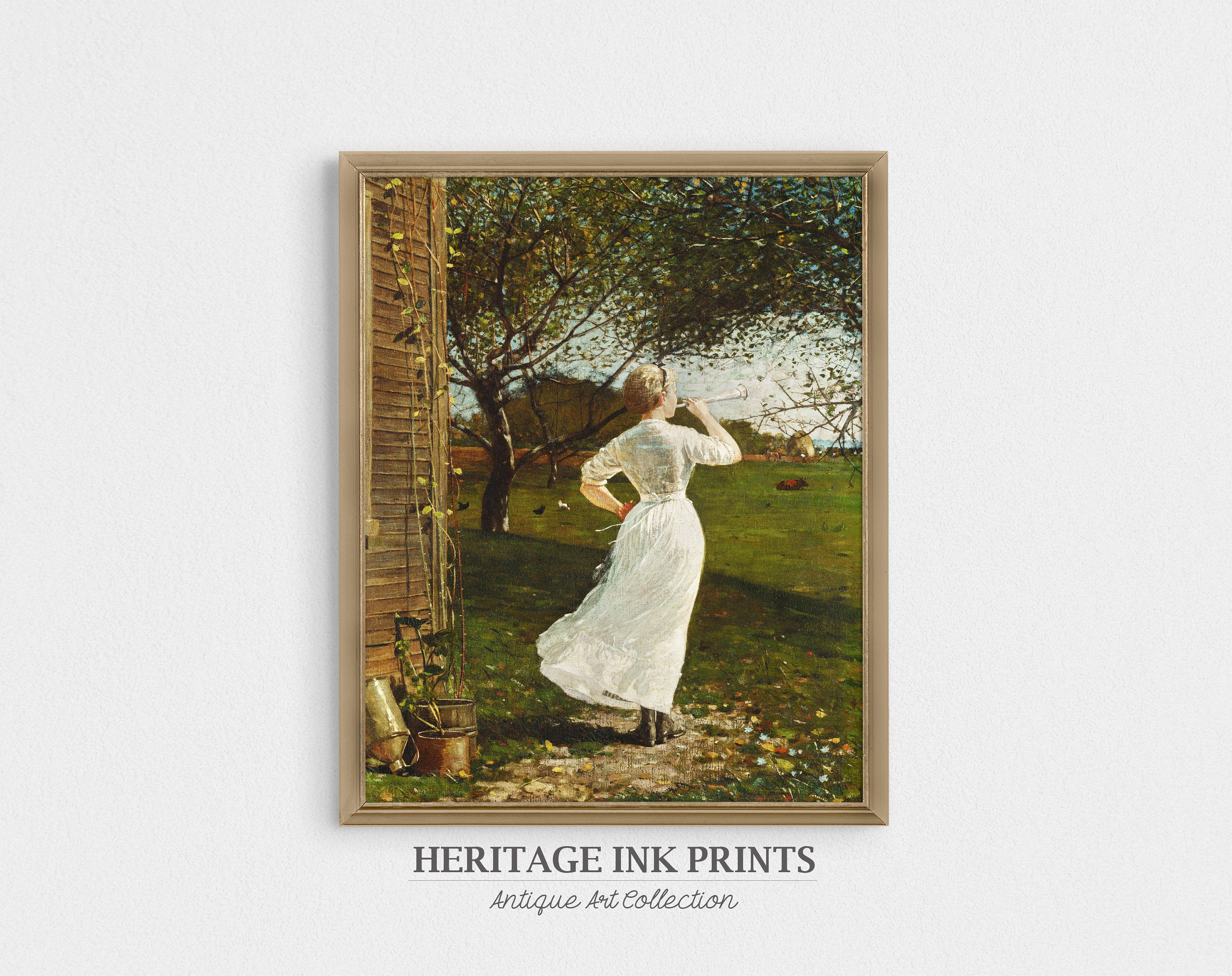 Vintage Farm Woman Portrait Print | Antique Oil Painting (digital ...