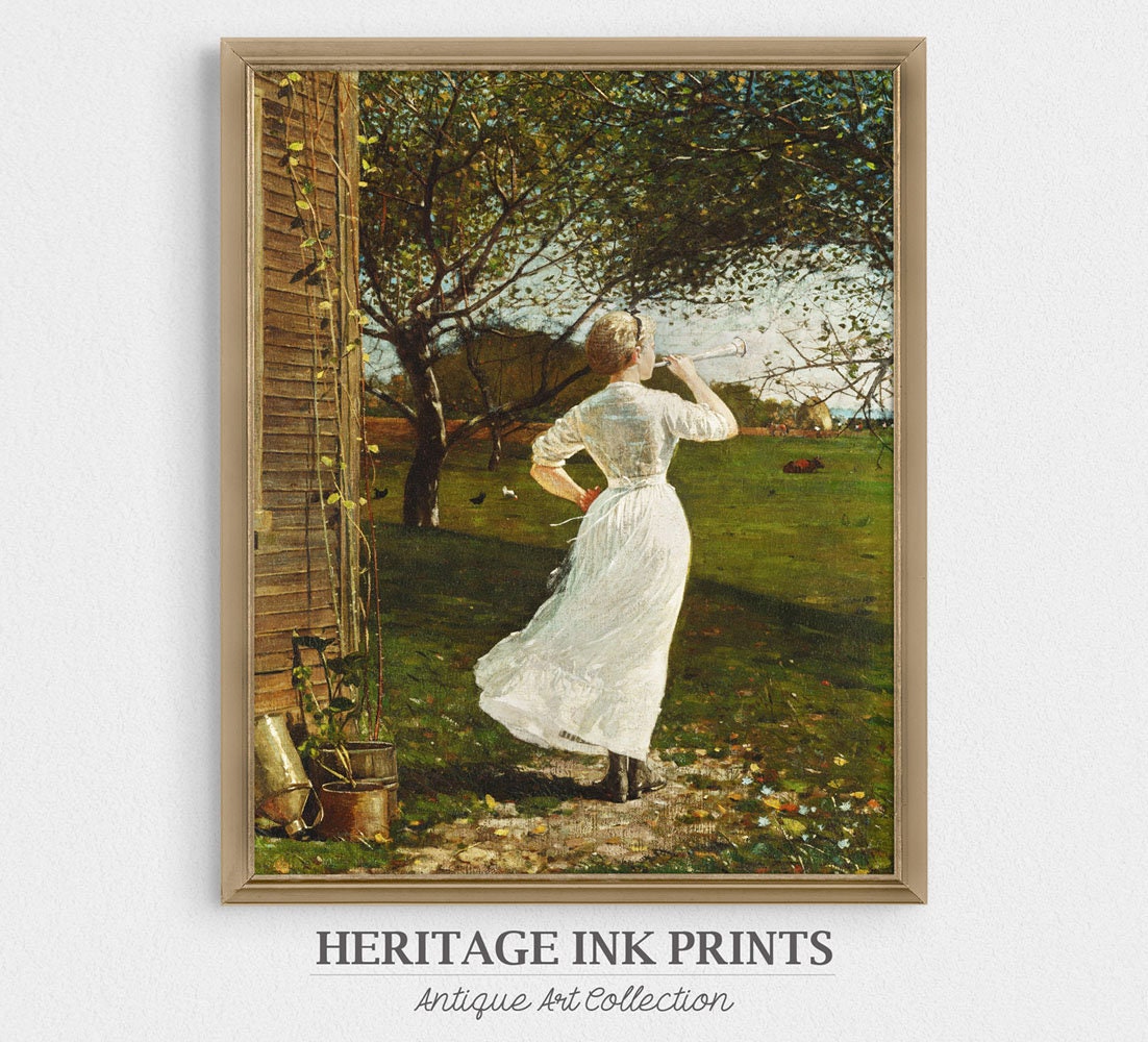 Vintage Farm Woman Portrait Print | Antique Oil Painting (digital ...