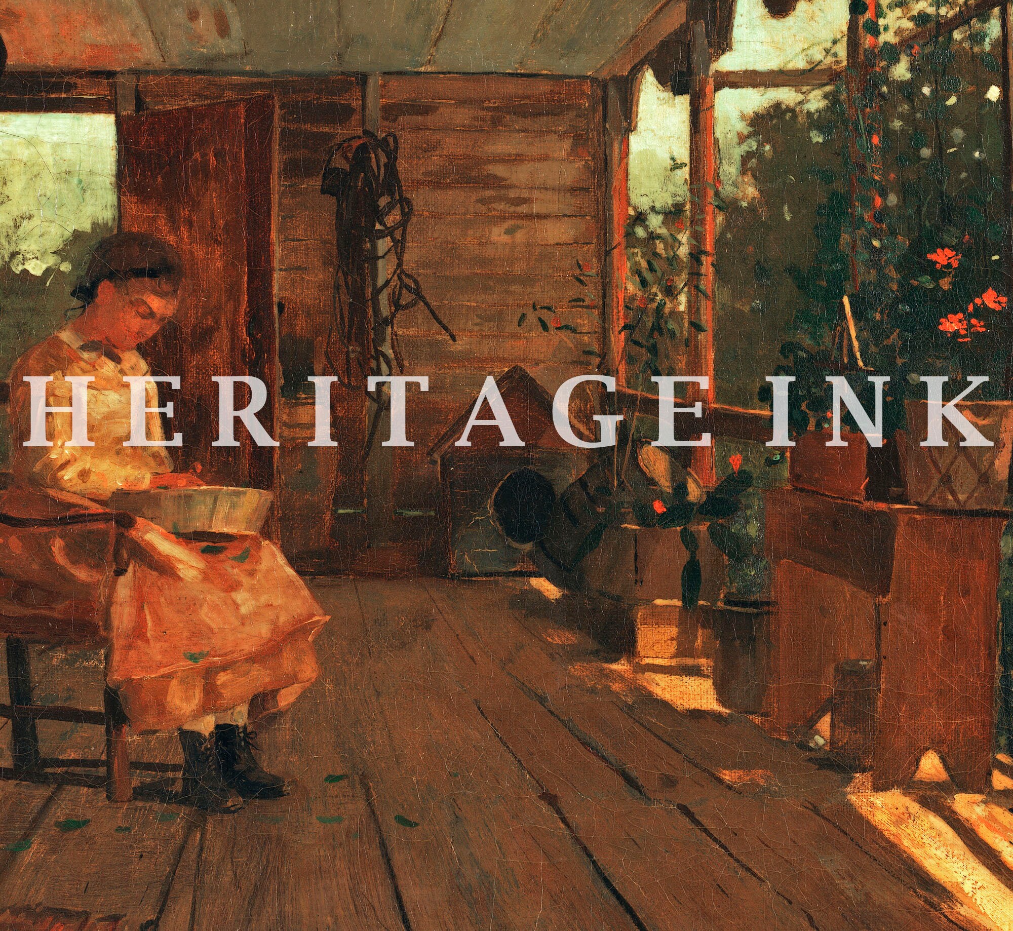 Victorian Girl Shelling Peas Painting | Antique Farmhouse Portrait ...