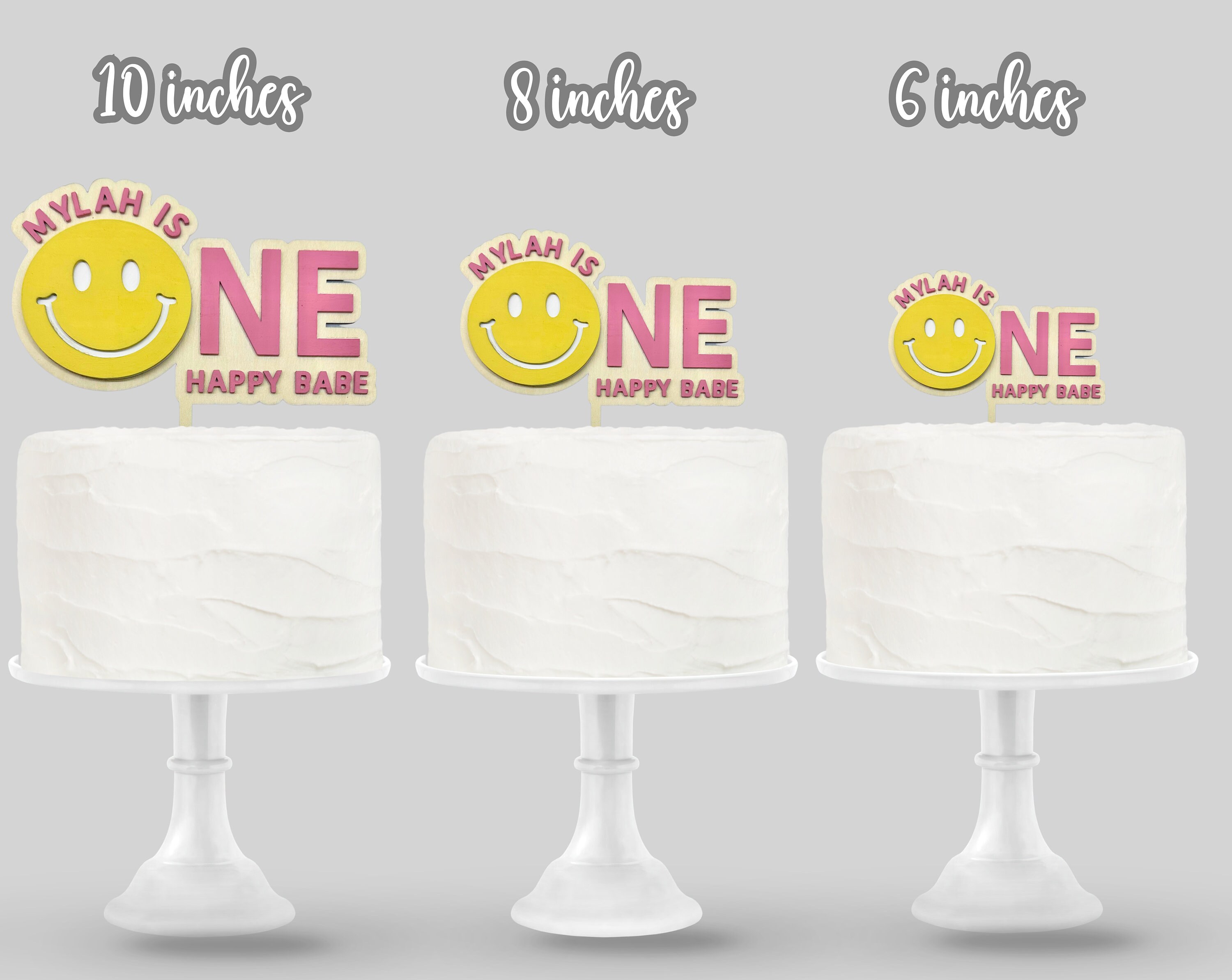 Happy Face Cake Topper Girl First Birthday Custom Topper - Etsy