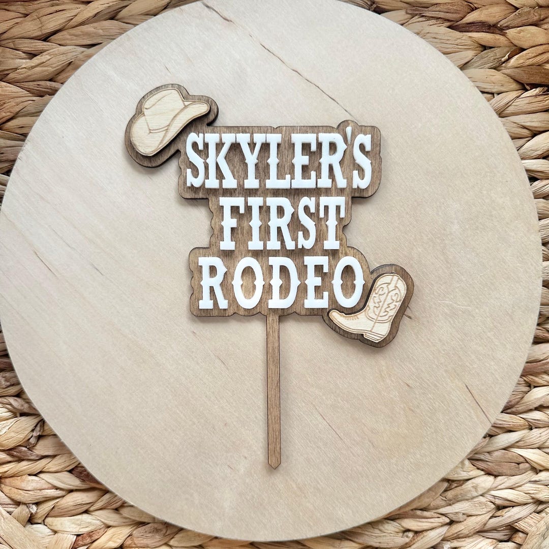 Cowboy Birthday Topper Custom Name Cake Decoration Western Theme First ...