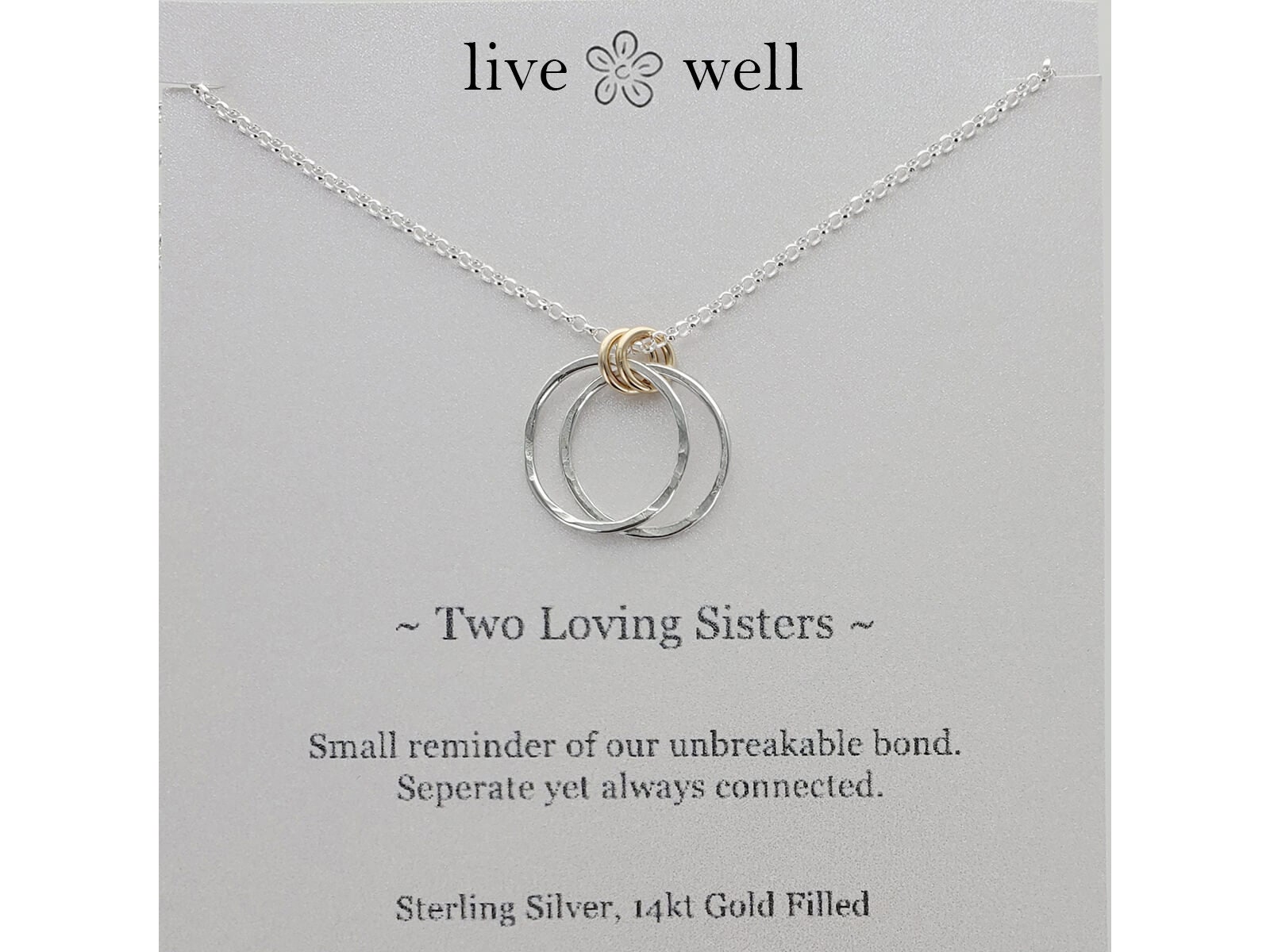 Two Sisters Necklace, Sterling Silver, 14k Gold Filled, Sisters ...