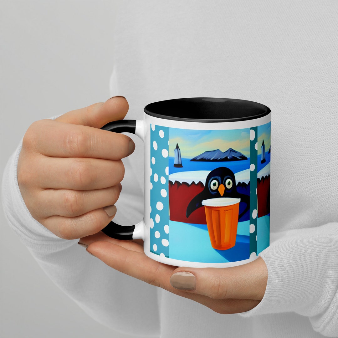 Penguin Mug With Background With Color Inside - Etsy