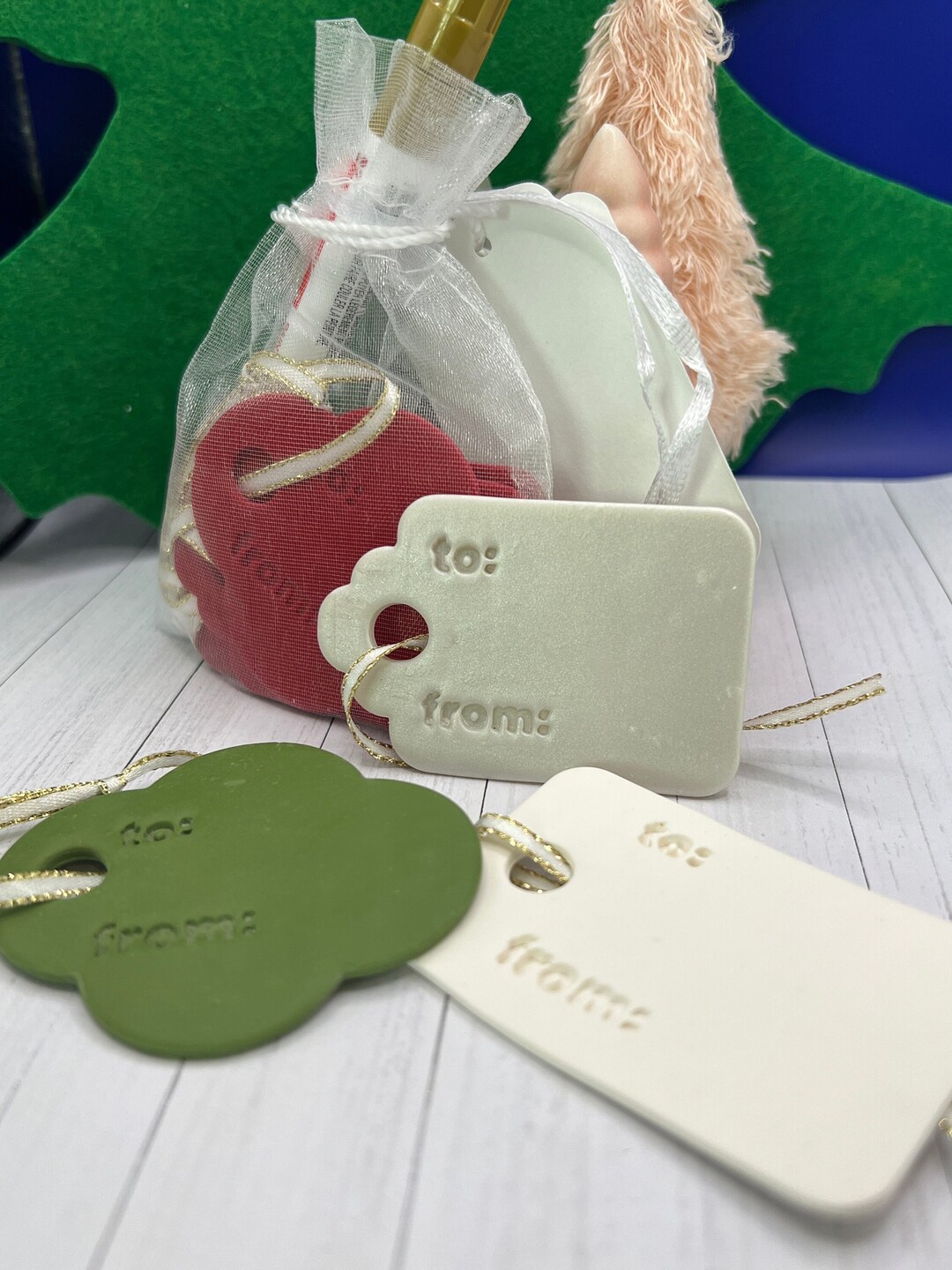 Clay Gift Tag Set of 4 With Gold Paint Pen - Etsy