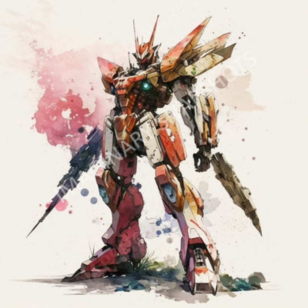 Watercolor of a Gundam Style Robot (digital Download) - Etsy