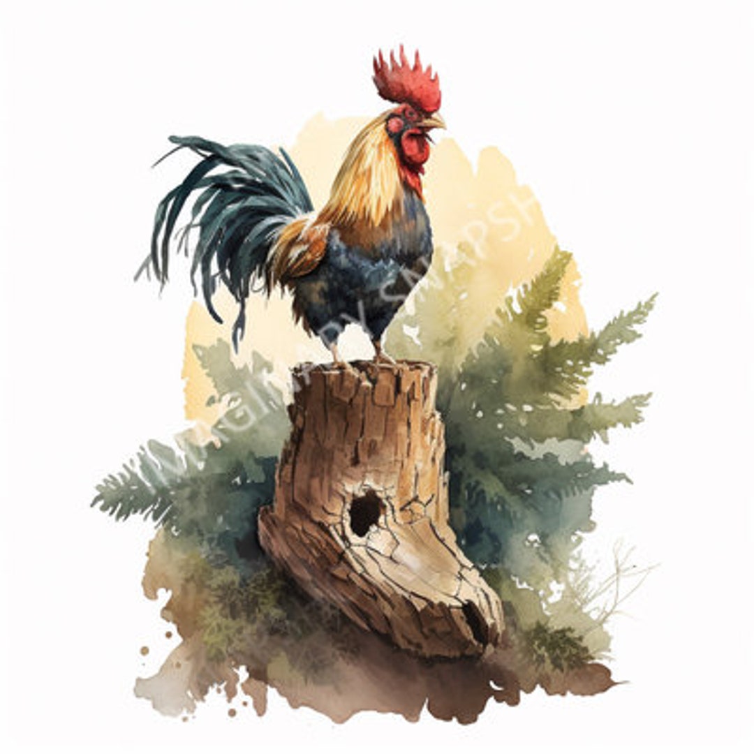 Rooster Watercolor (digital Download) - Etsy