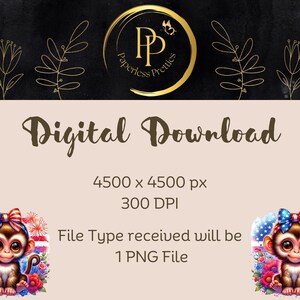 Patriotic Baby Monkey Clipart: 4th of July PNG (digital Download) - Etsy