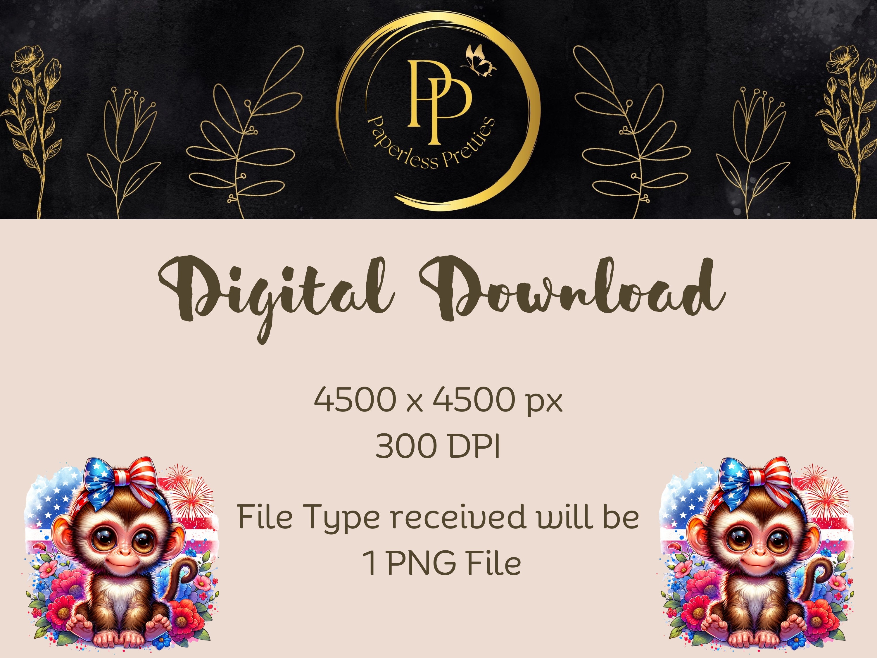 Patriotic Baby Monkey Clipart: 4th of July PNG (digital Download) - Etsy