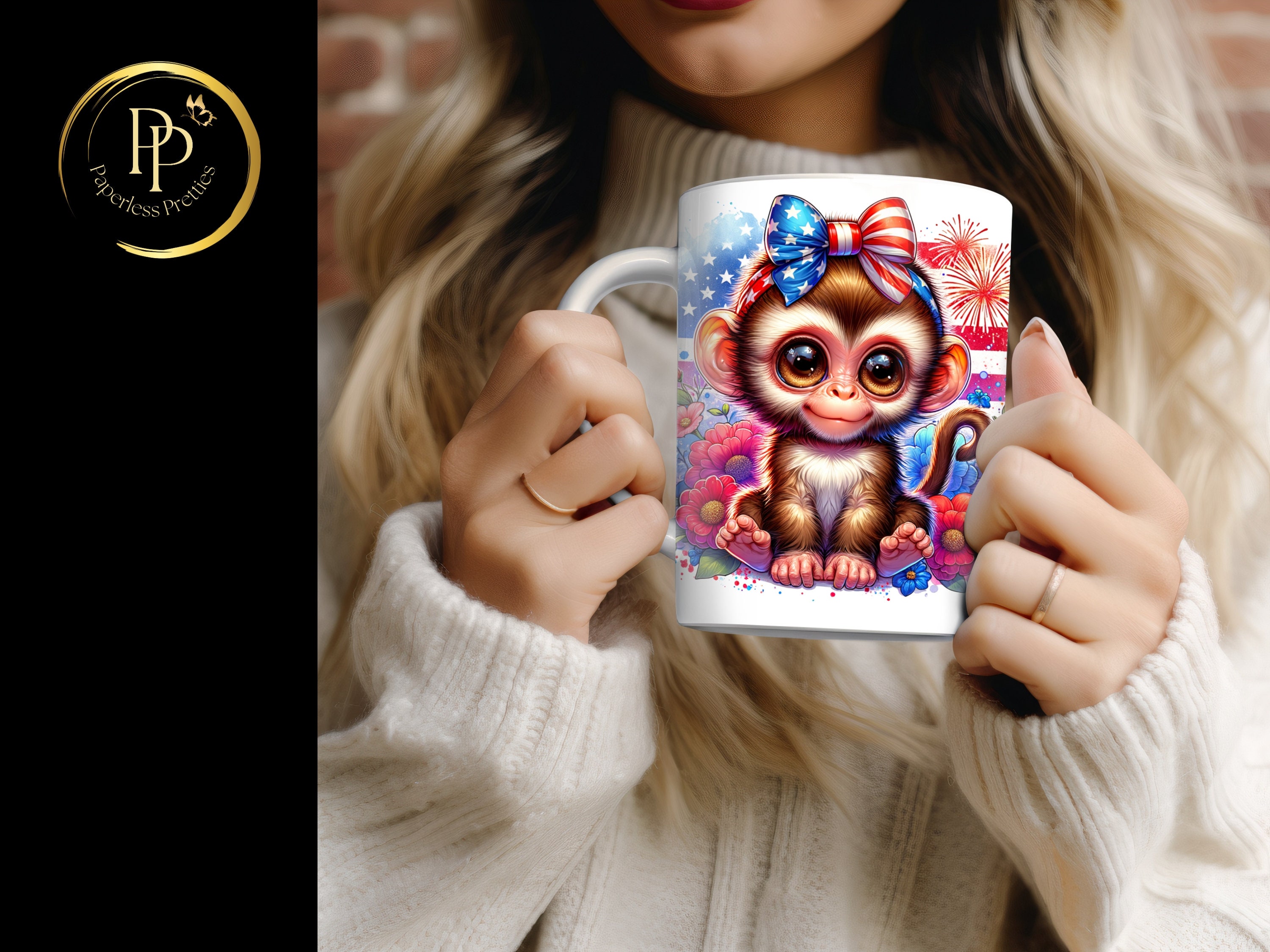 Patriotic Baby Monkey Clipart: 4th of July PNG (digital Download) - Etsy