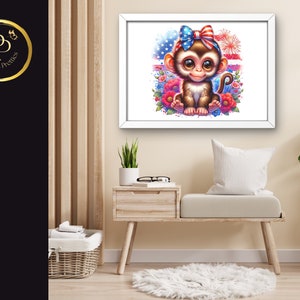 Patriotic Baby Monkey Clipart: 4th of July PNG (digital Download) - Etsy
