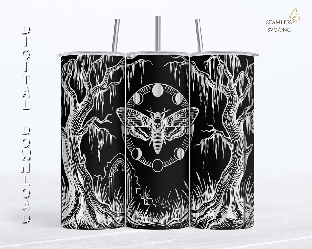 Gothic Deaths Head Moth Swamp Ruins Moon Phase Laser Engraving File ...