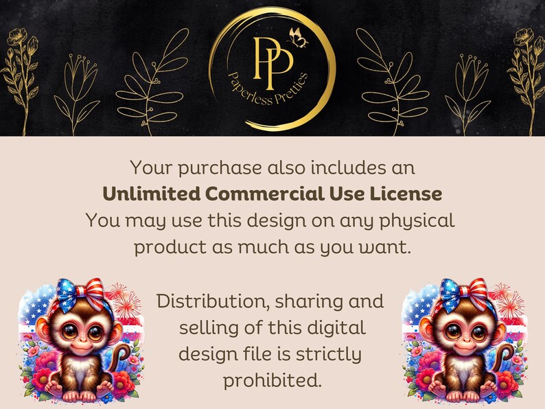 Patriotic Baby Monkey Clipart: 4th of July PNG (digital Download) - Etsy
