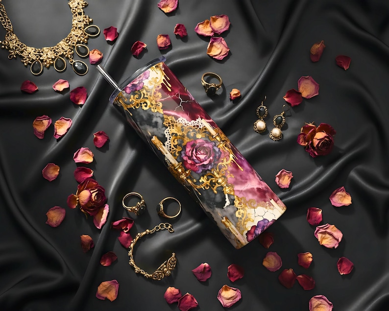 Gothic Rose Tumbler Wrap | Candelabra Sublimation Design (PNG Digital ...