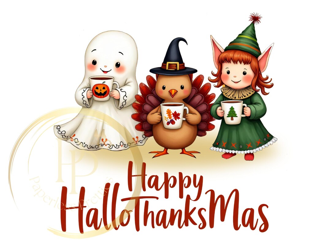 Hallothanksmas PNG: Halloween, Thanksgiving, Christmas Clipart (digital ...