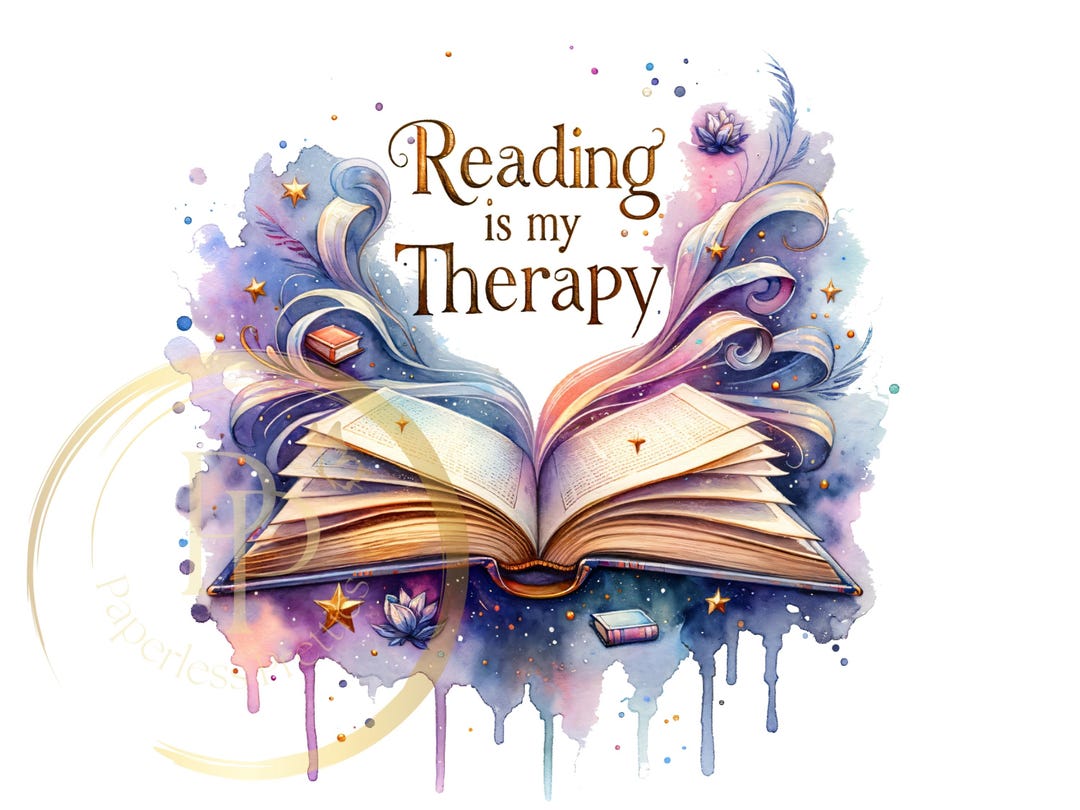 Reading is My Therapy PNG: Bookish Clipart Design (digital Download) - Etsy