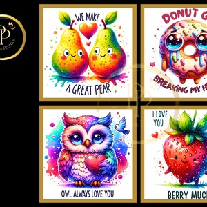 Funny Valentine Puns Clipart, Animals & Treats, PNG (digital Download ...