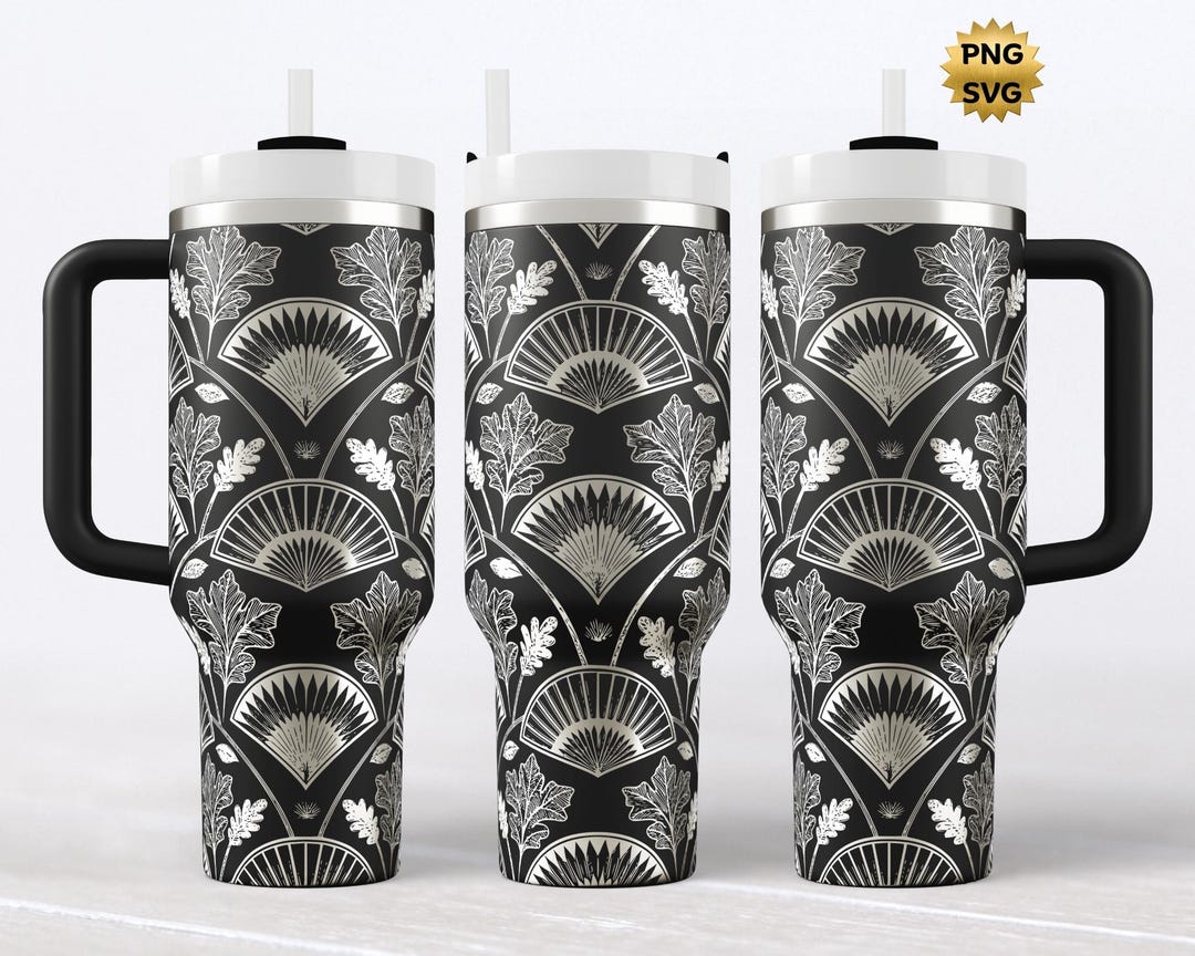 Art Deco Tumbler Wrap, Vintage Fan Leaf Pattern, Gatsby Style, 40oz ...