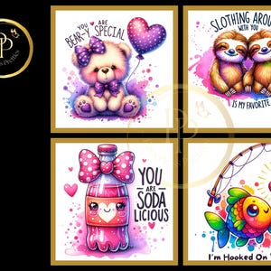 Funny Valentine Puns Clipart, Animals & Treats, PNG (digital Download ...
