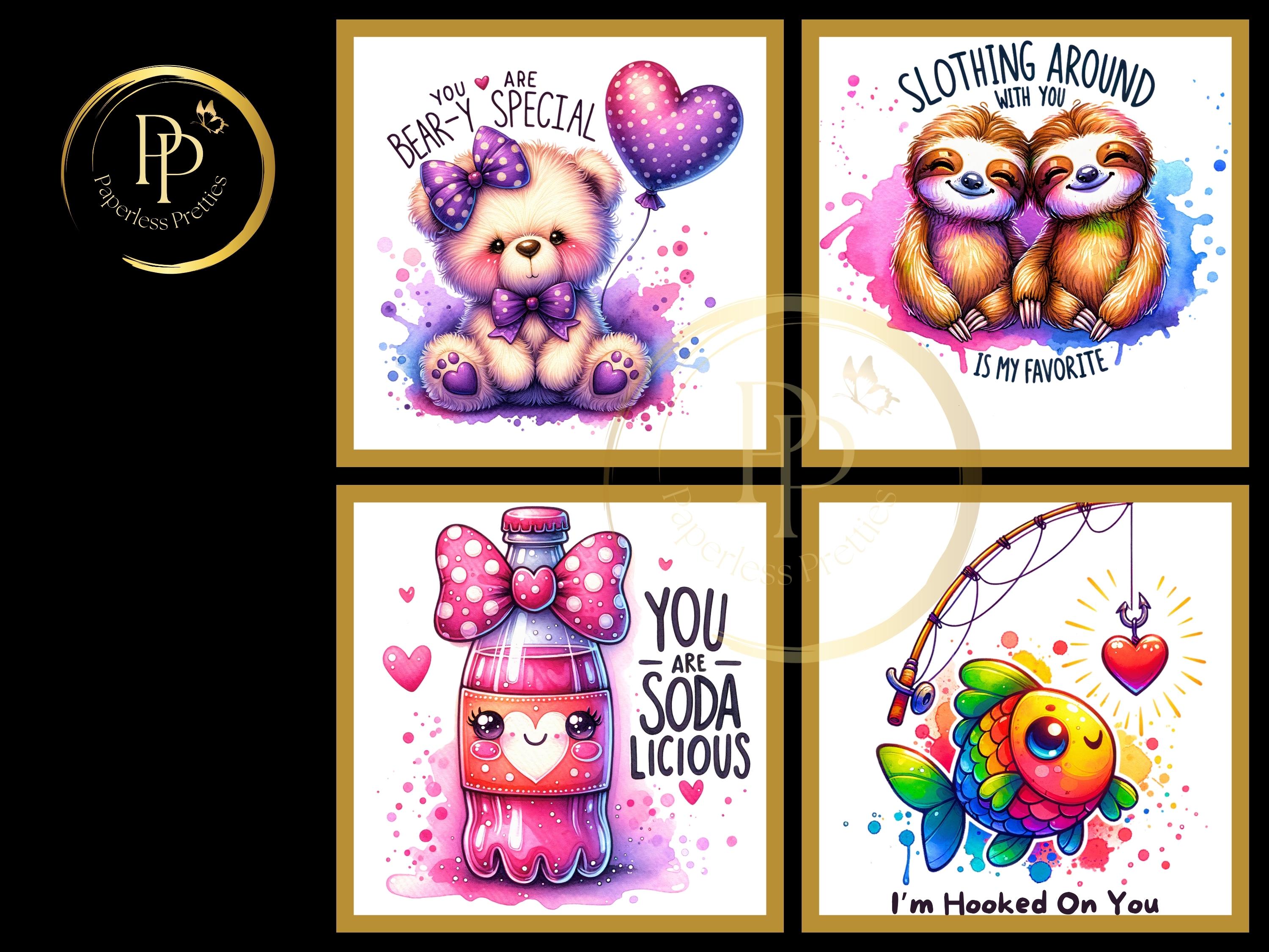 Funny Valentine Puns Clipart, Animals & Treats, PNG (digital Download ...