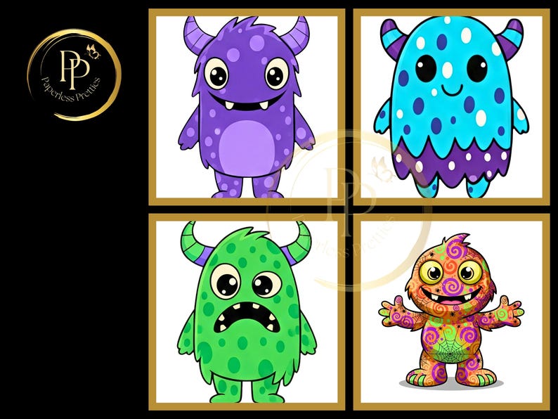 Cute Halloween Monsters PNG Clipart Set, Note so Spooky, Kits Halloween ...