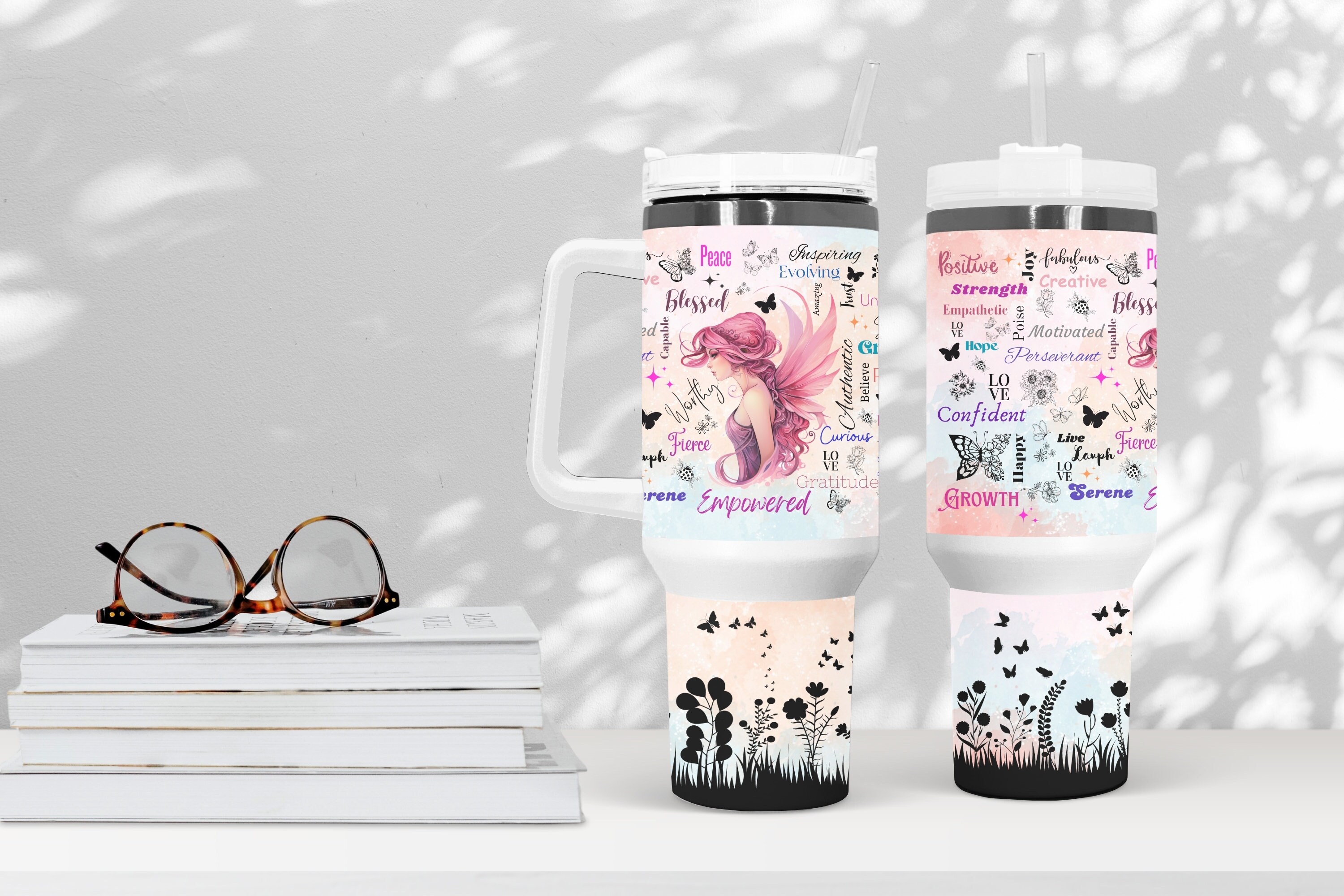 Motivational Fairy 40oz Tumbler Wrap: Positive PNG Design (digital ...