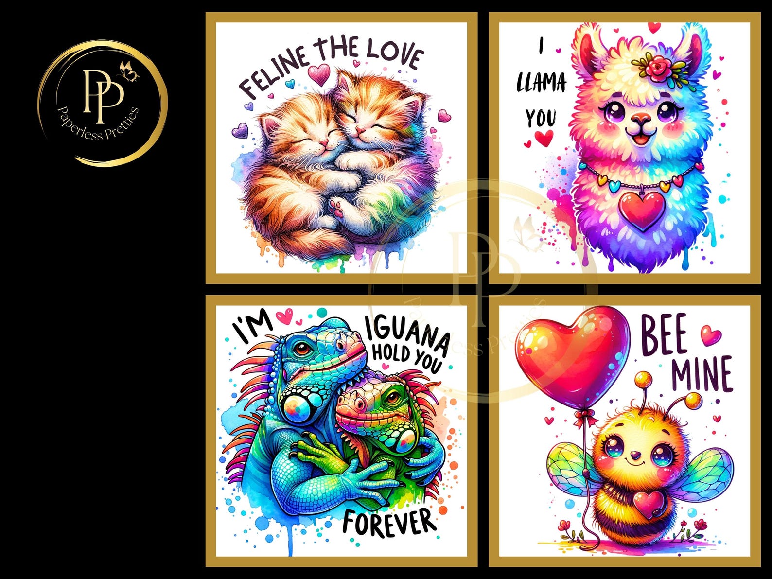 Funny Valentine Puns Clipart, Animals & Treats, PNG (digital Download ...