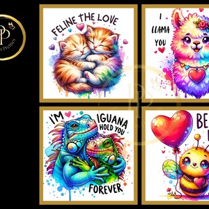 Funny Valentine Puns Clipart, Animals & Treats, PNG (digital Download ...