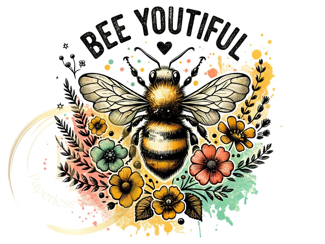 Bee-utiful Bee PNG: Retro Floral Clipart (digital Download) - Etsy