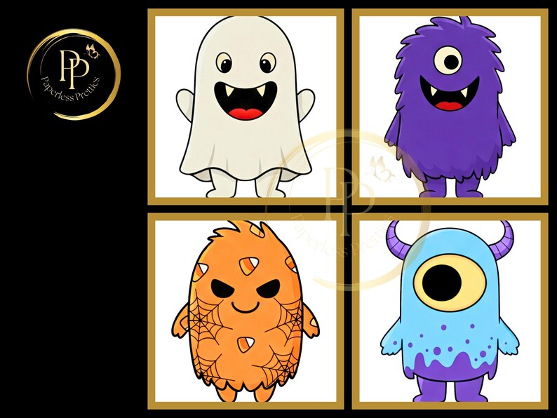 Cute Halloween Monsters PNG Clipart Set, Note so Spooky, Kits Halloween ...